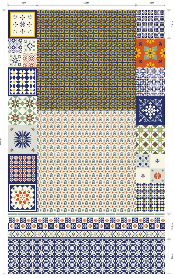 Scandinavian Style Iznik Design Fabric Panel, 18 Designs Fabric Package ...